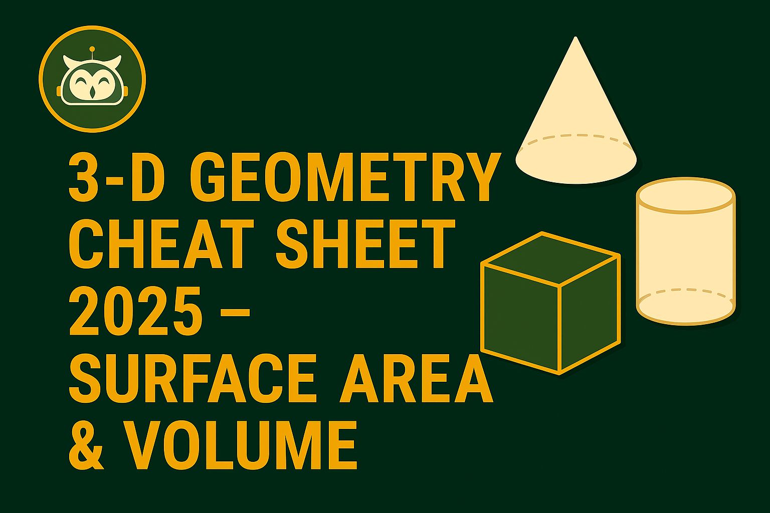 3-D SAT Geometry Cheat Sheet 2026 – Surface Area & Volume at a Glance ...